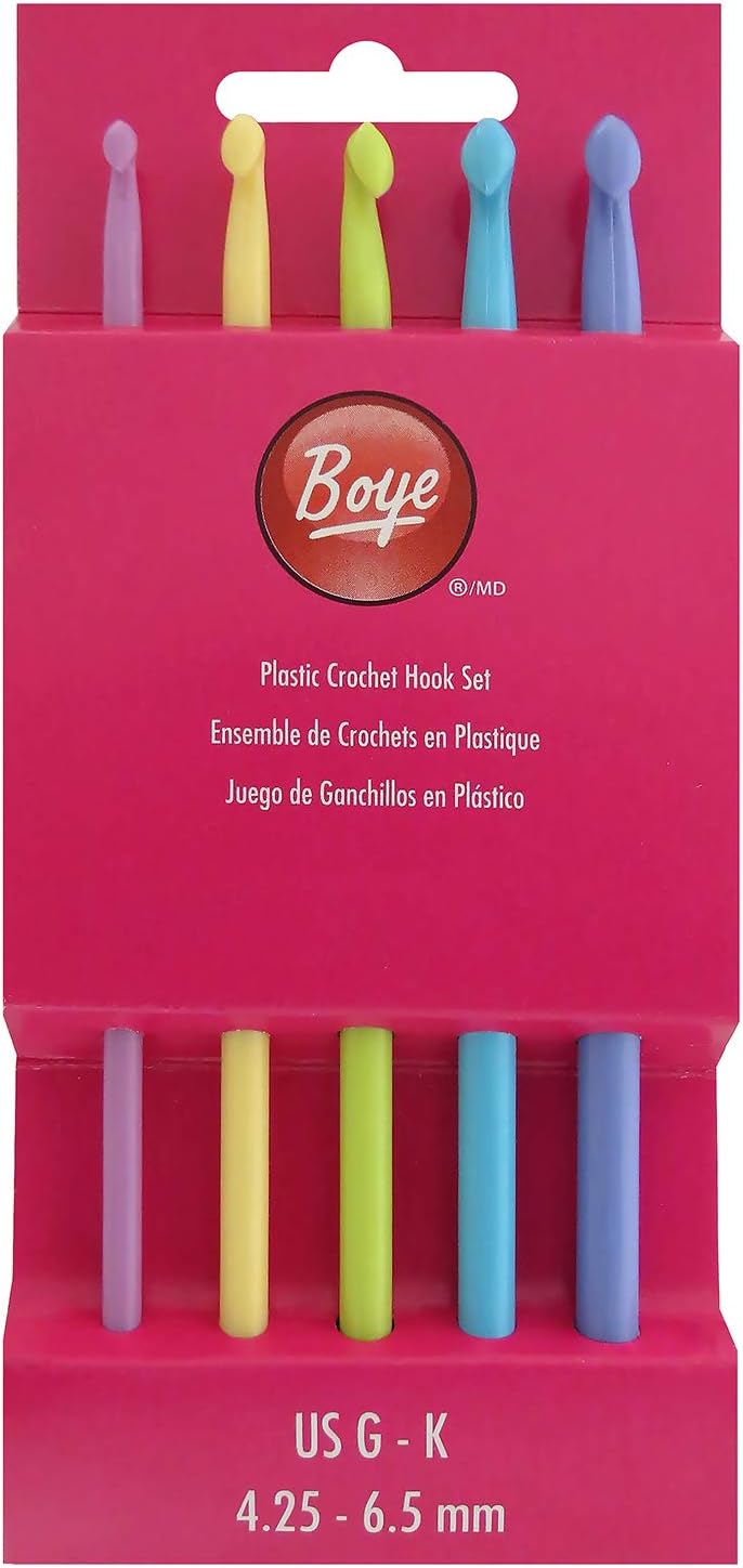 Amazon.com: Simplicty Colorful Plastic Crochet Hook Set, 5pc, Sizes G-K