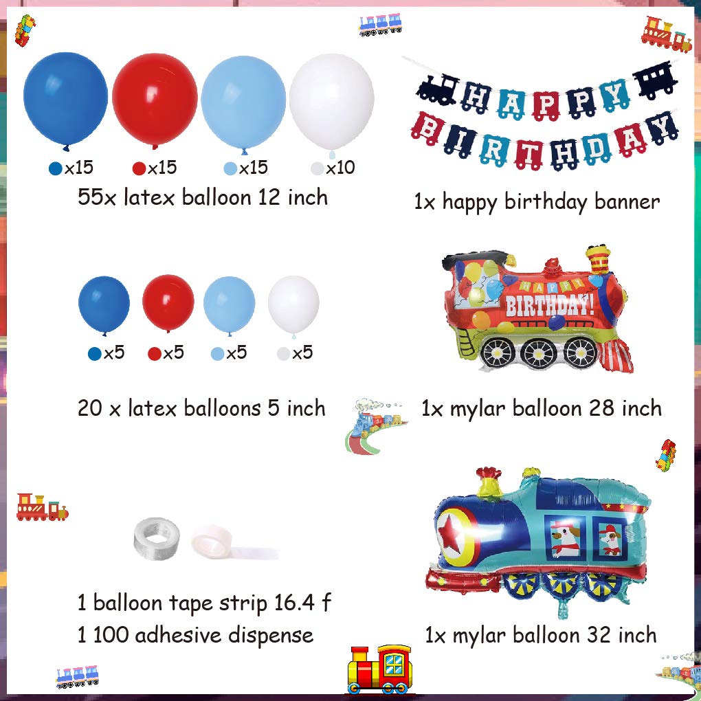 Buy Train Birthday Decorations Railroad Balloon Garland Kit Steam Train ...