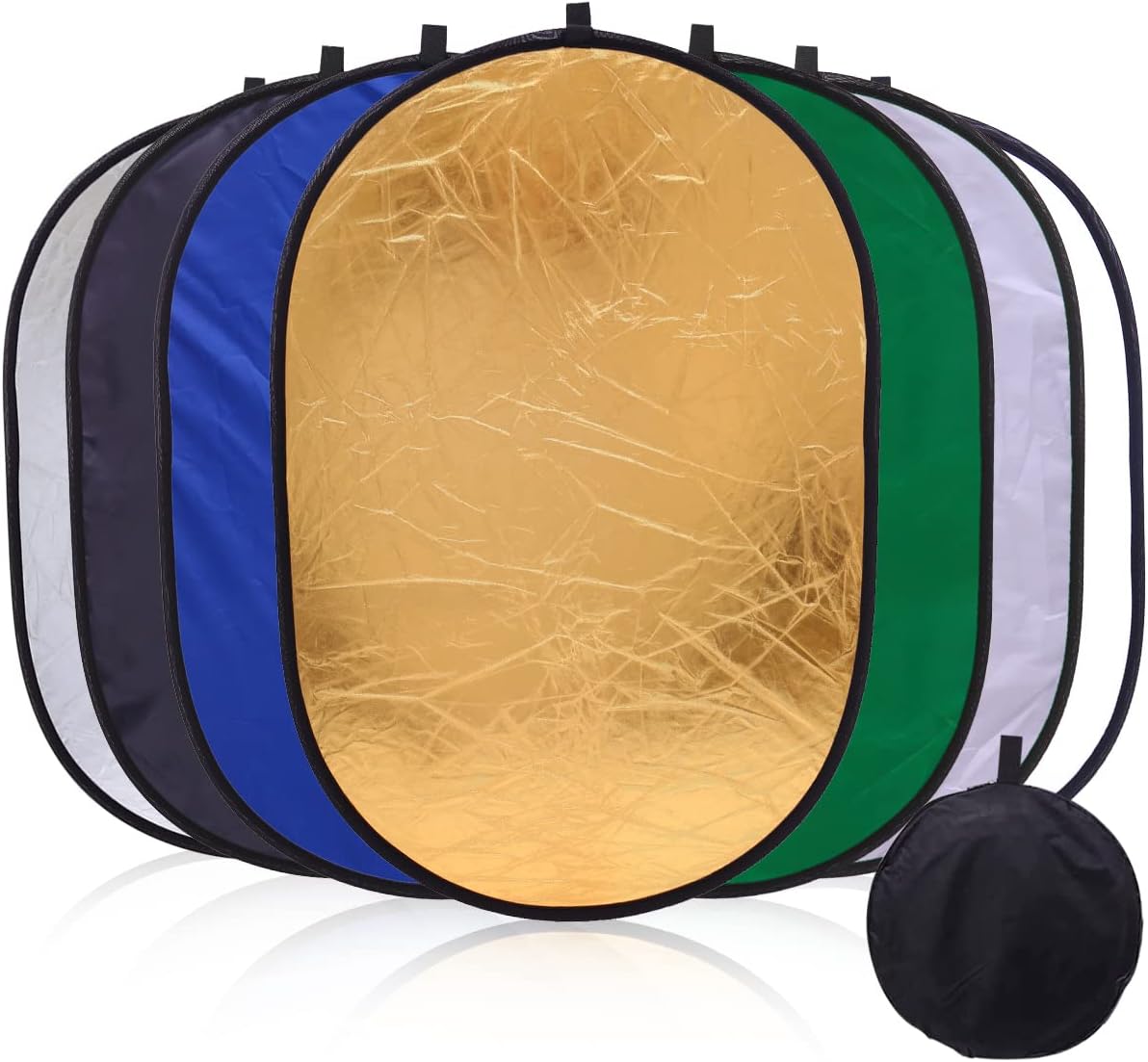 Gluckluz Photography Light Reflector 90 x 120CM Collapsible 7-in-1 Oval ...