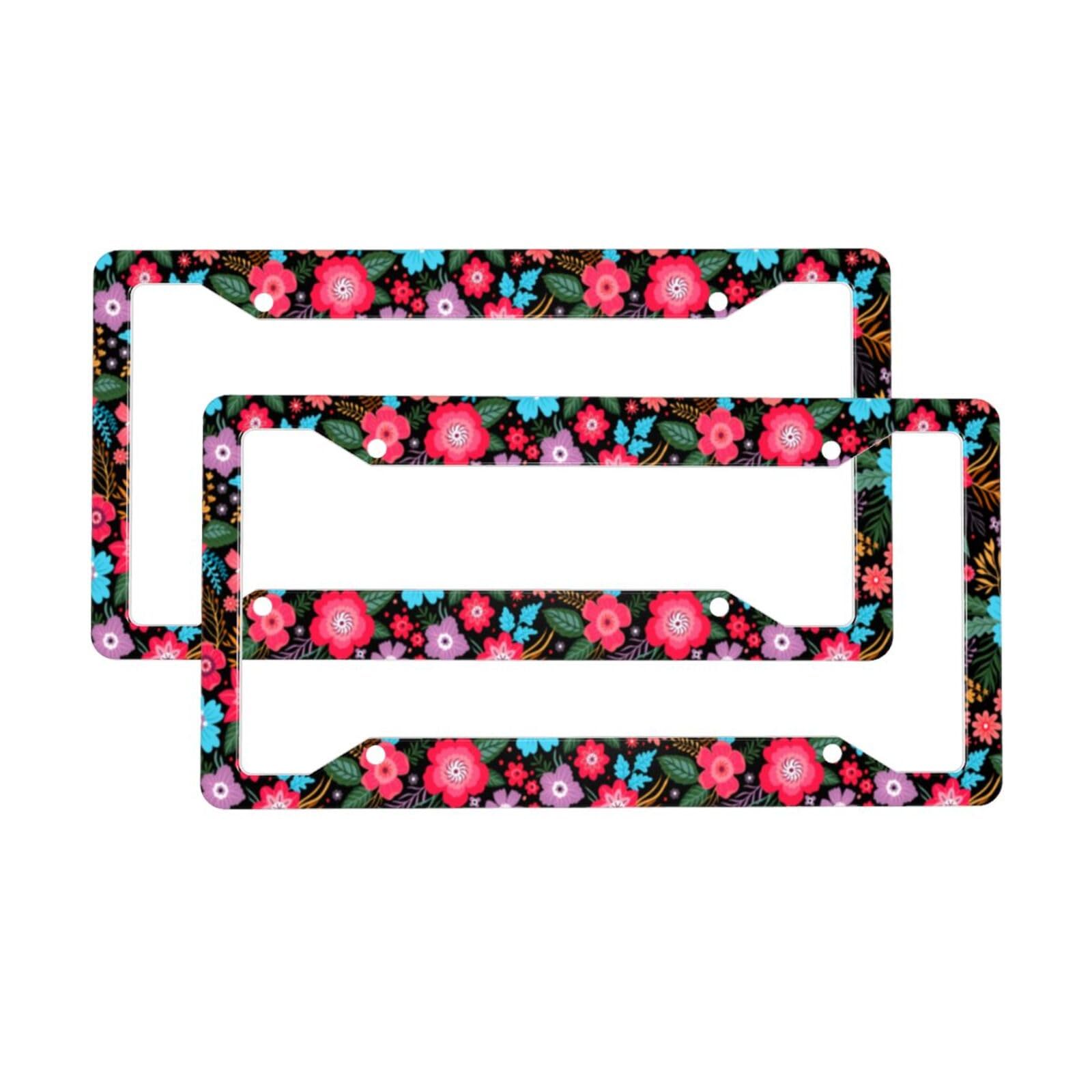 Amazon.com: Personalise Colorful Floral Flower License Plate Frame 2 ...