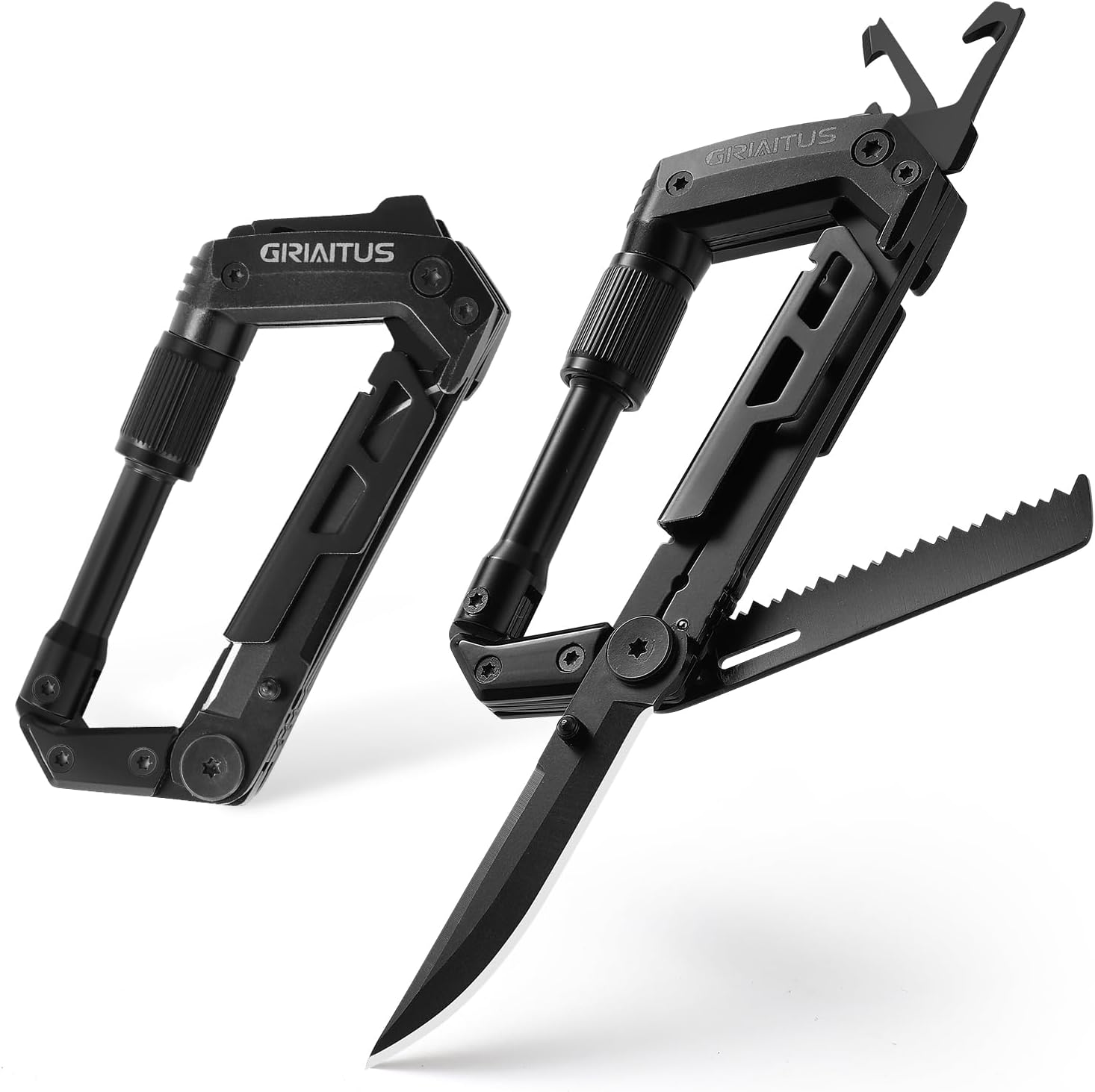 GIRIAITUS 8 in 1 Multitool Carabiner with Pocket Knife, Stocking Stuffers Gifts for Men, EDC ...