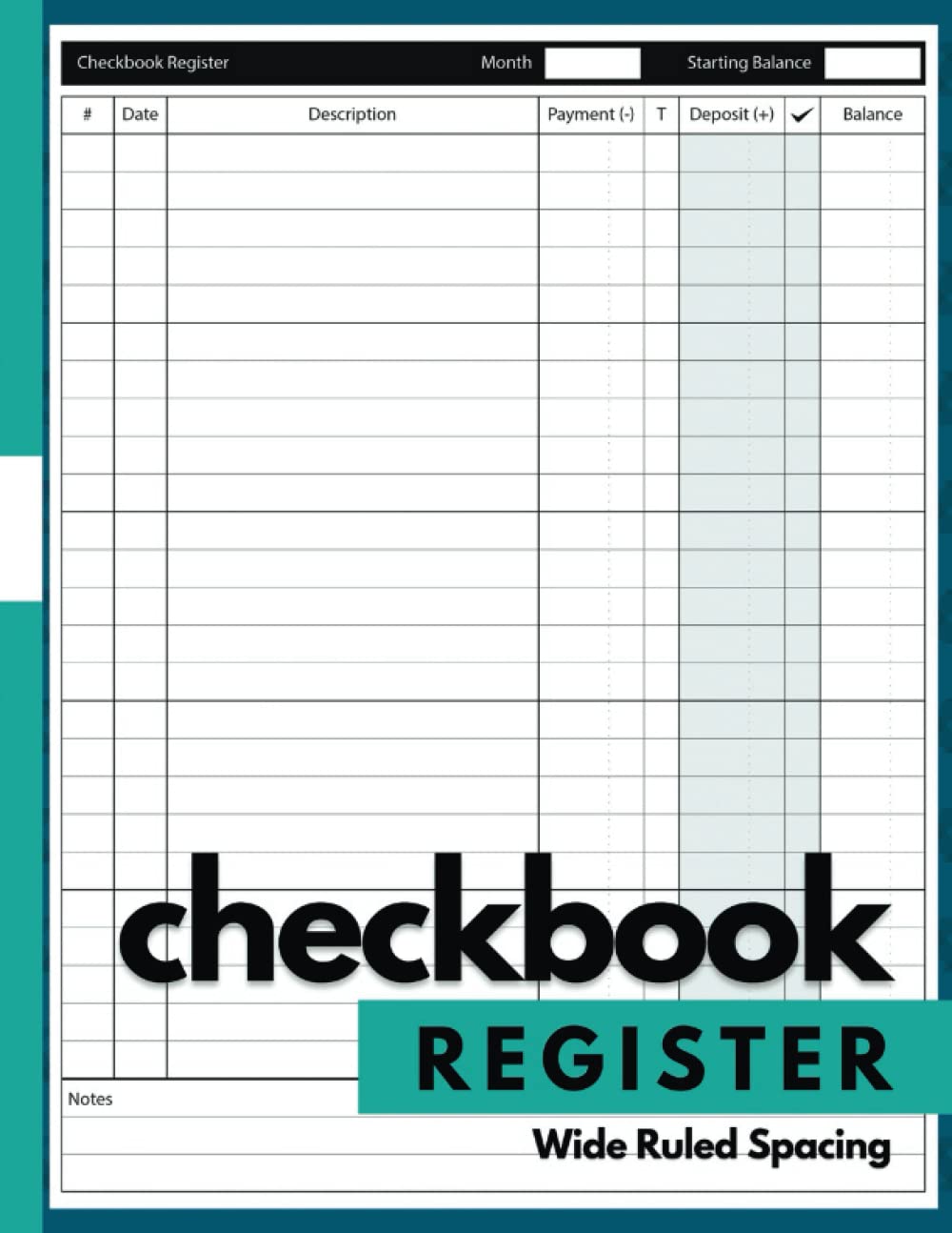Amazon.com: Checkbook Register Wide Ruled Spacing: for Personal and ...