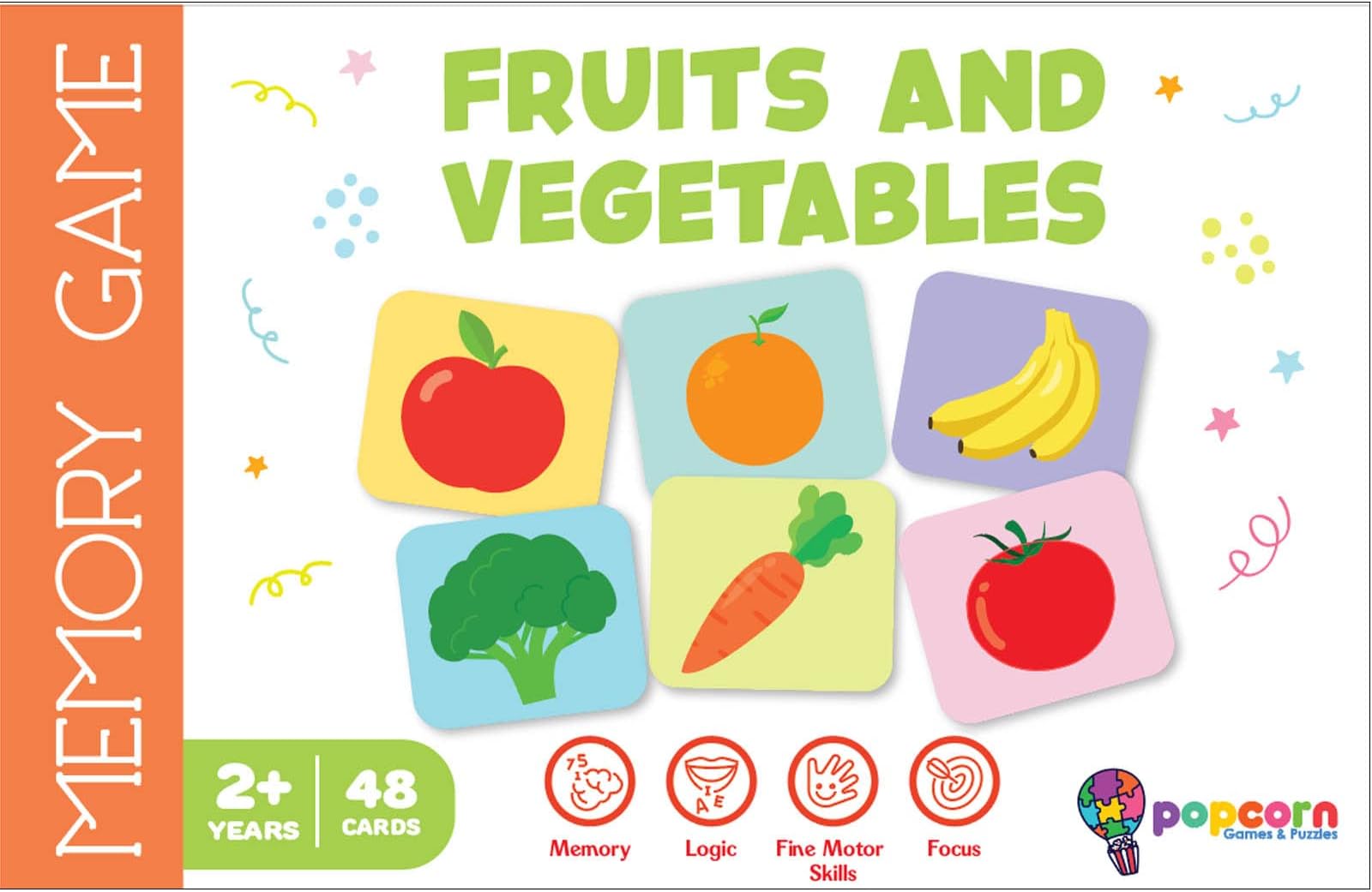 Buy Popcorn Games & Puzzles Memory Game - Fruits and Vegetables - Board ...