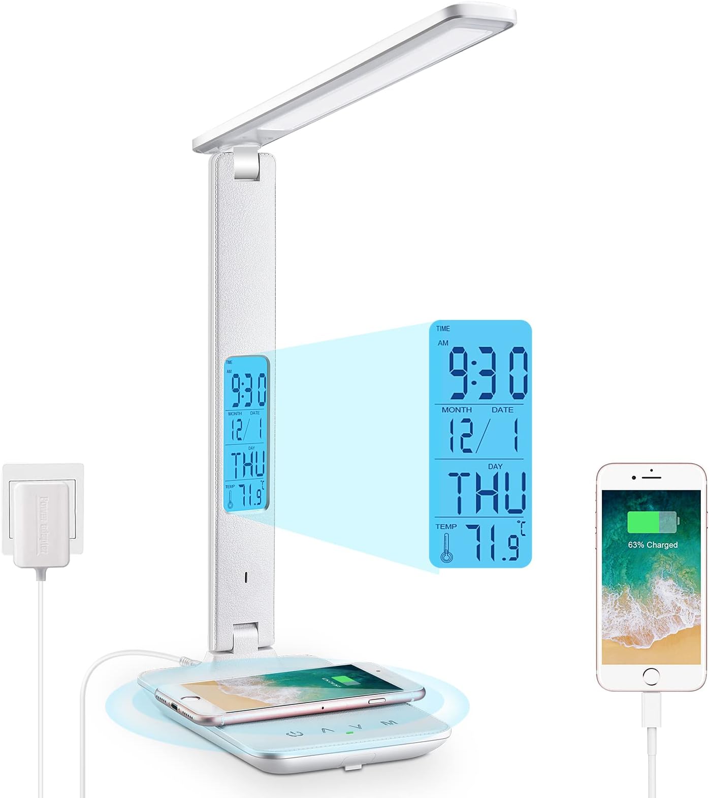 LAOPAO Desk Lamp with Wireless Charger: USB Charging Port, Table Lamp ...