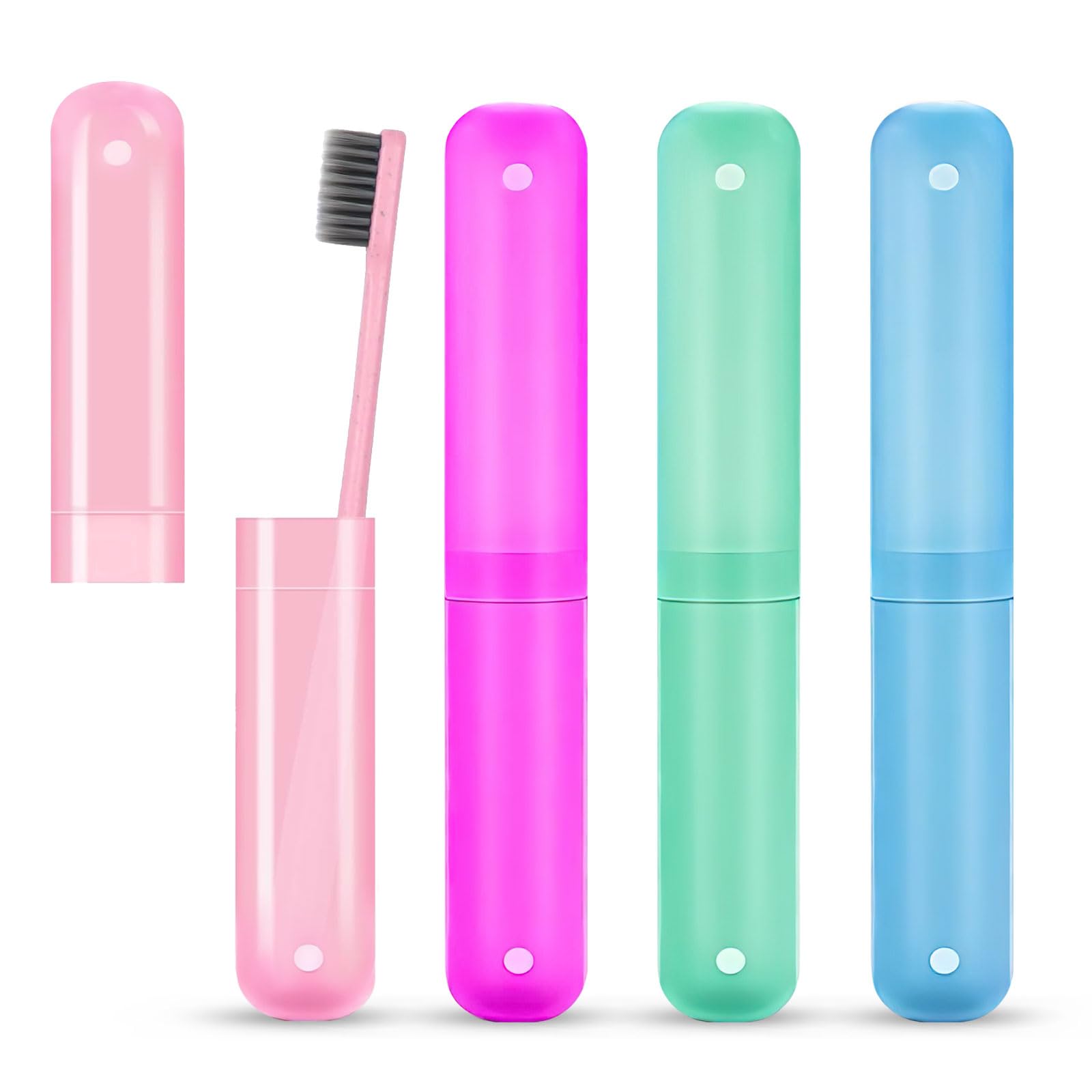 Travel Toothbrush Case, 4 Pcs Portable Toothbrush Holder, Plastic ...