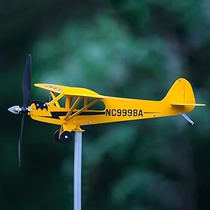 Piper J3 Cub Aircraft Wind Vane, Metal Garden Plane Wind Spinner ...