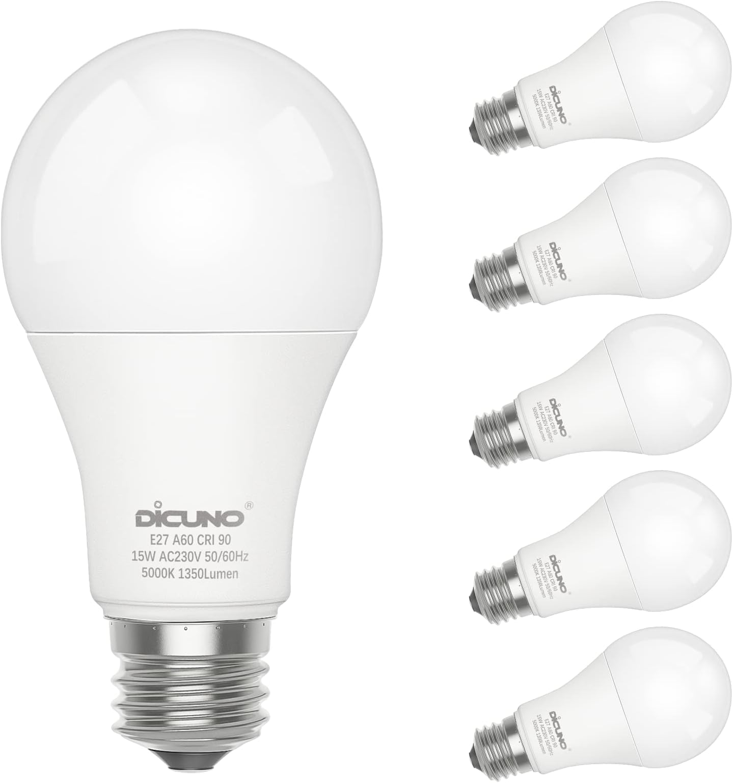 DiCUNO E27 Bulb, LED Light Bulb, 100W Equivalent, Daylight White 5000K ...