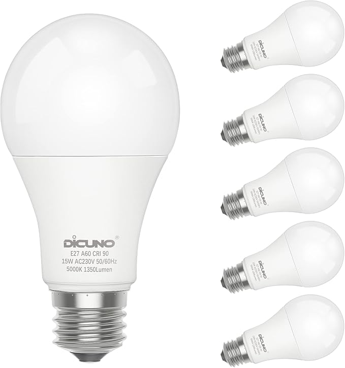 DiCUNO E27 Screw Bulb, Daylight White 5000K, 100W Incandescent Bulb ...