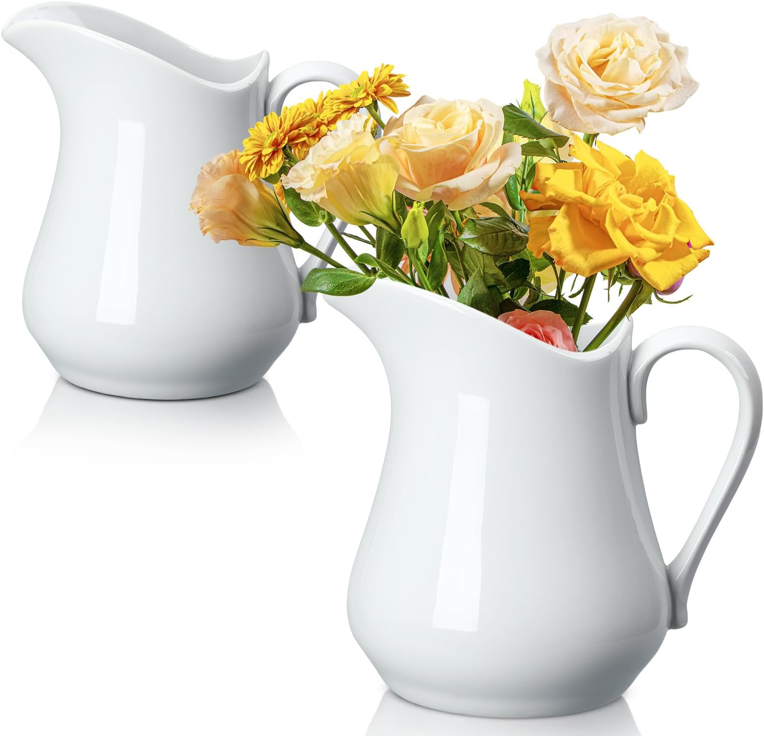 Amazon.com: Domensi 2 Pcs 34oz White Ceramic Pitcher Vase Farmhouse Jug ...