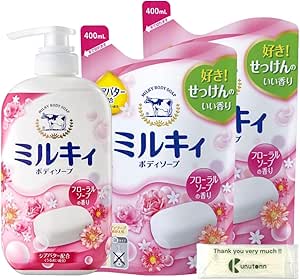 Amazon | Kunutonn ミルキィ ボディソープ フローラルソープの香り + オリジナルロゴ入りeおまけ付 ポンプ 550ml 1個 + 詰め替え 400ml 2個セット ...