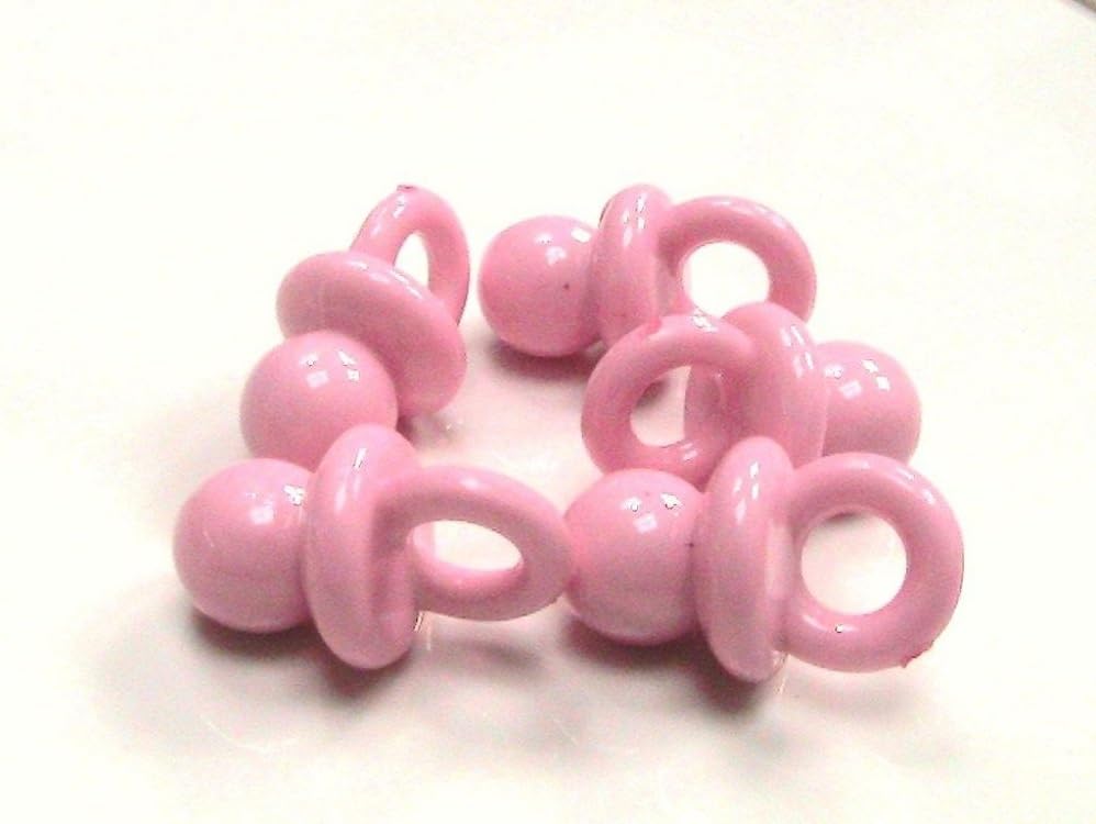 10 x PINK 21mm Acrylic Smooth Soother Dummy Pendant Dummies Pacifier ...