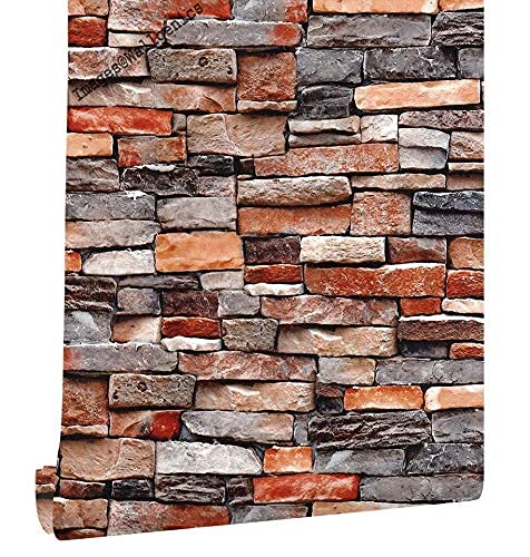 olpad Self-Adhesive Stone Wallpaper Brick Contact Paper Fireplace ...