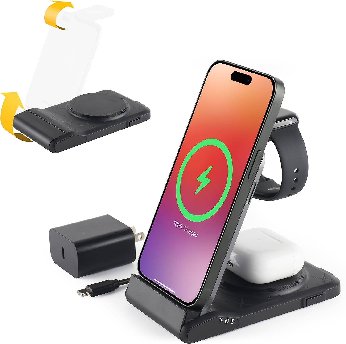 Amazon.com: 3 in 1 Charging Station for Multiple Devices,Travel ...