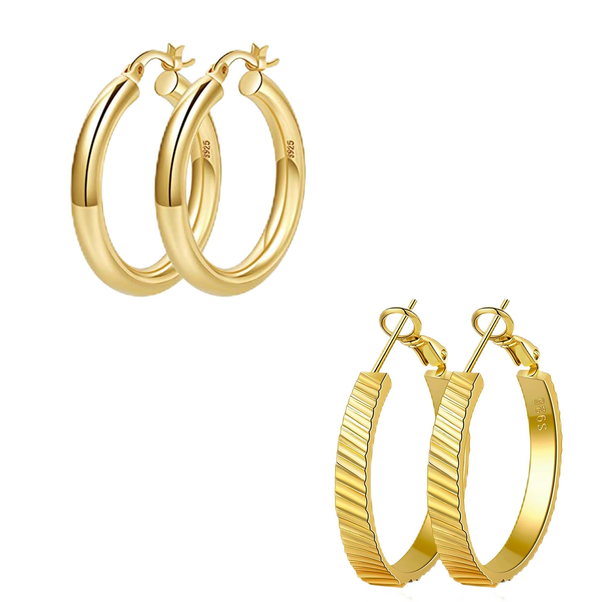 Amazon.com: 30mm Gold Hoop Earrings 4mm Wide Gold Hoops : Clothing ...