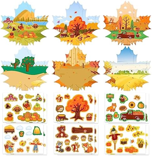 Amazon.com: Whaline 24 Pieces Fall Thanksgiving Scene Stickers Cute ...