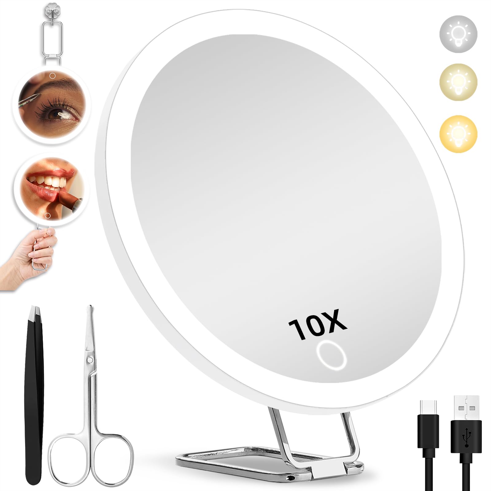 Amazon.com : 10X Magnifying Mirror with Lights, 6inch Lighted ...