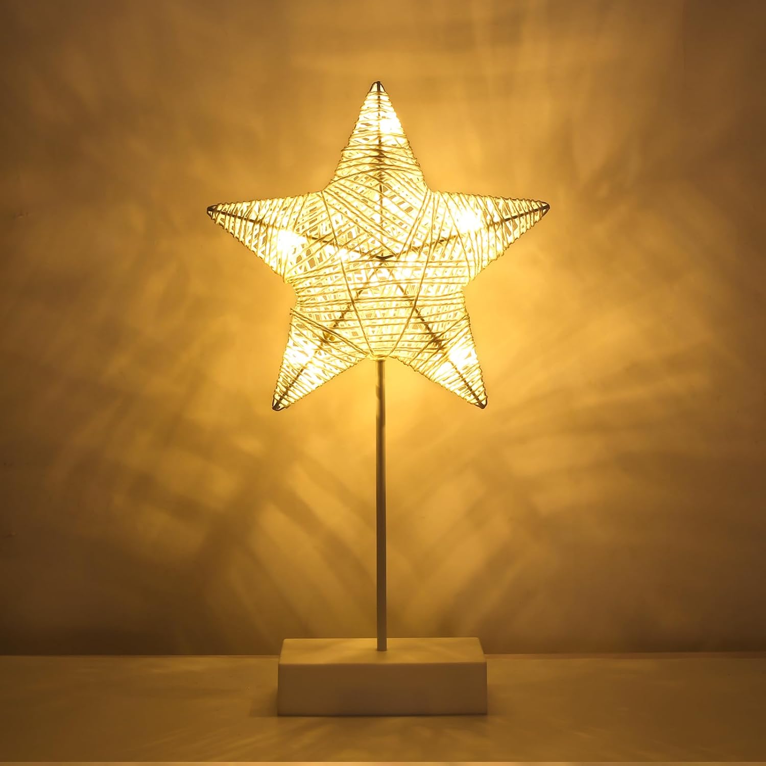 Amazon.com: Lewondr Decorative Table Lamp, Christmas Star Night Lamp ...