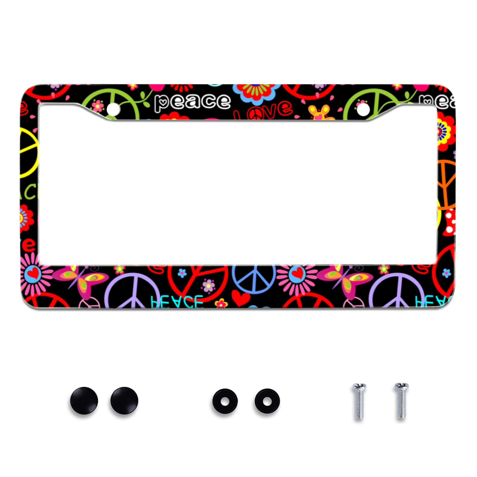 Amazon.com: Personalise Hippies Peace Flower License Plate Frames ...