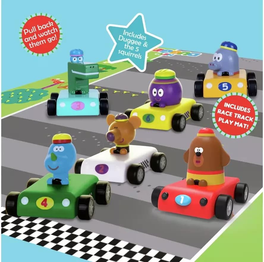 Hey Duggee Race Set – 6 Ems with Racing Track Playmat – BigaMart