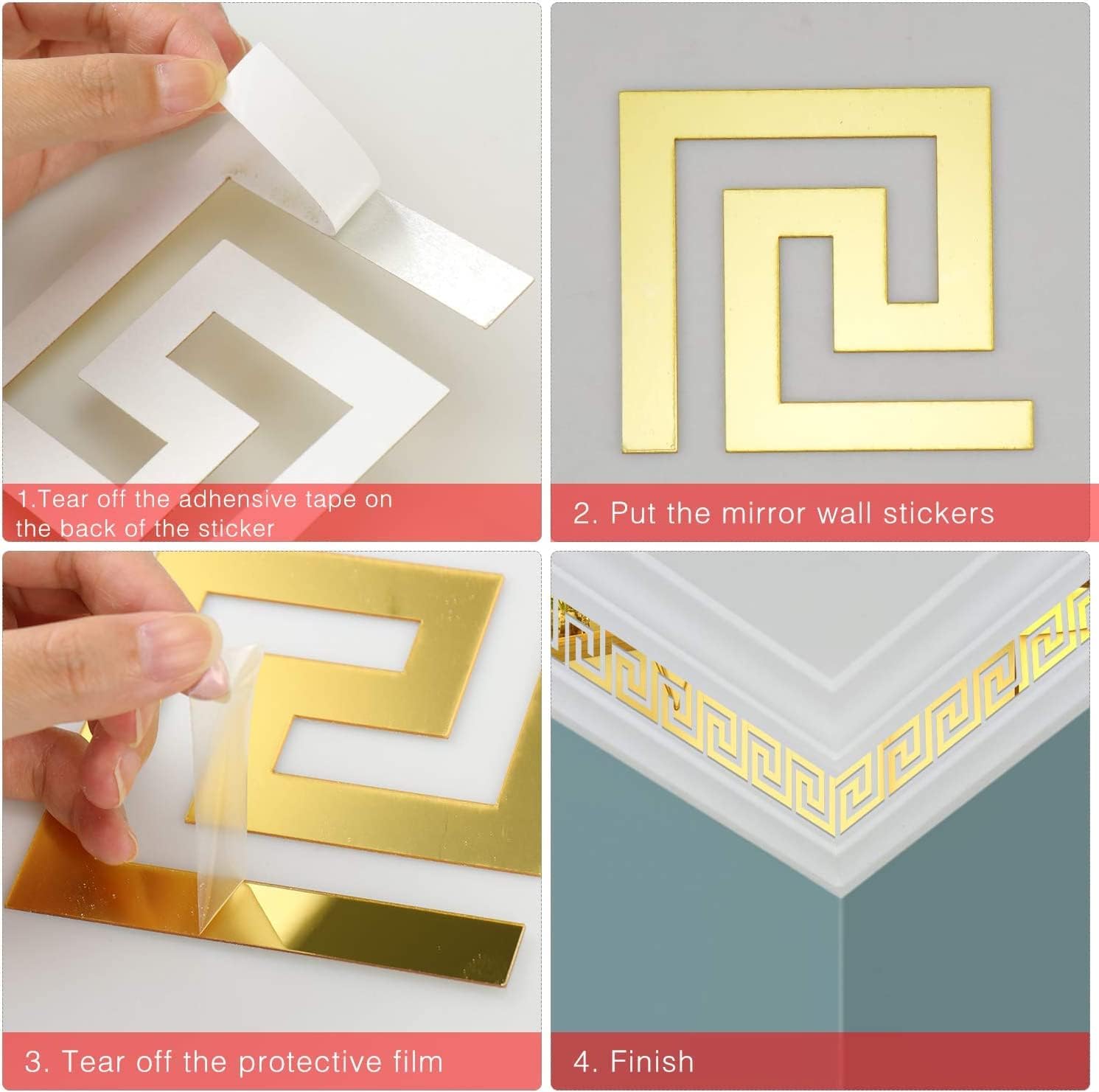 64Pcs DIY Mirror Stickers Wall Decals, Peel and Stick Mirror Tiles ...