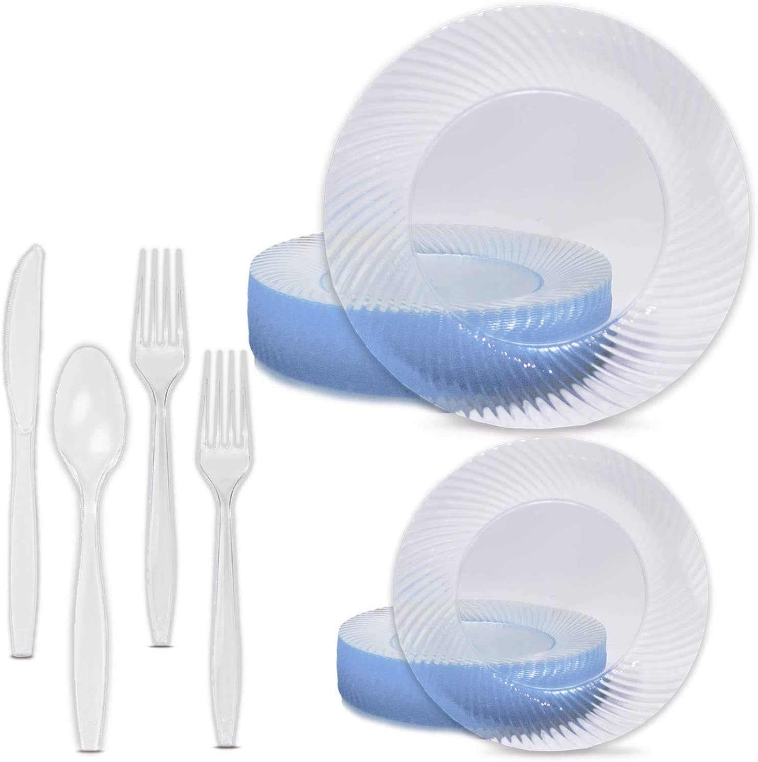 Amazon.com: Clear Disposable Plastic Dinnerware Set, 36 Servings ...