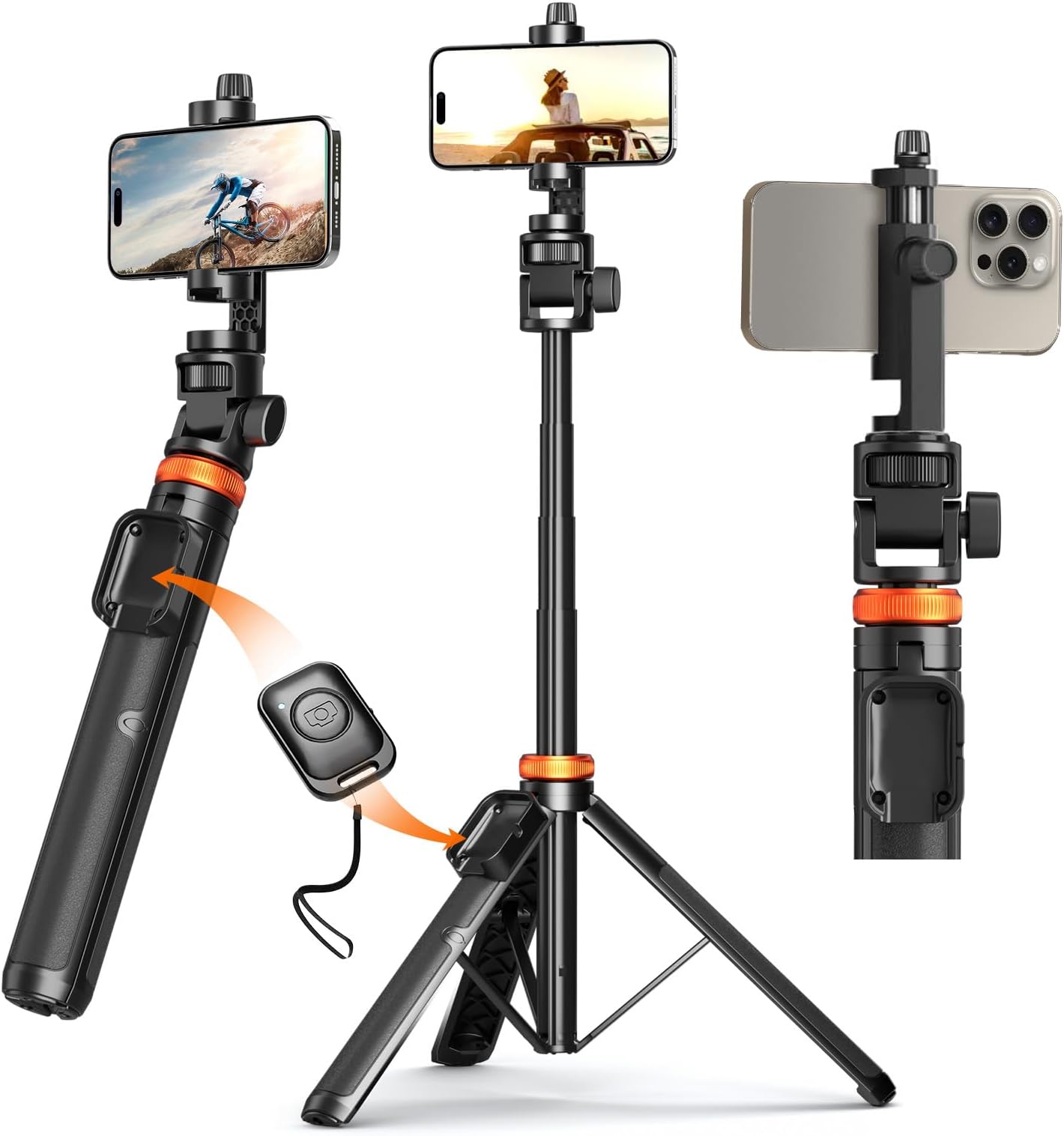 OOHHEE 158cm Handystativ mit Fernbedienung, Stativ für iPhone und ...
