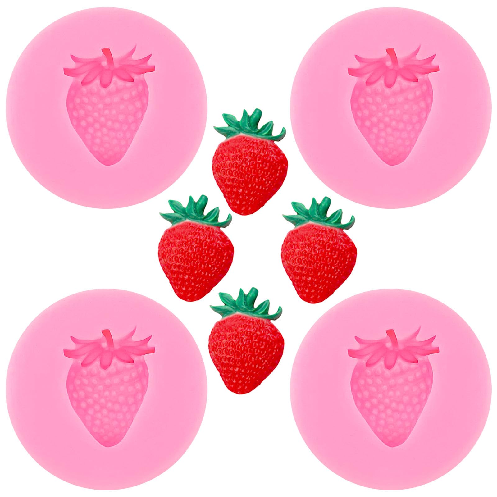 Amazon.com: 4Pcs Strawberry Silicone Molds Fruit Fondant Mold Cute Soap ...