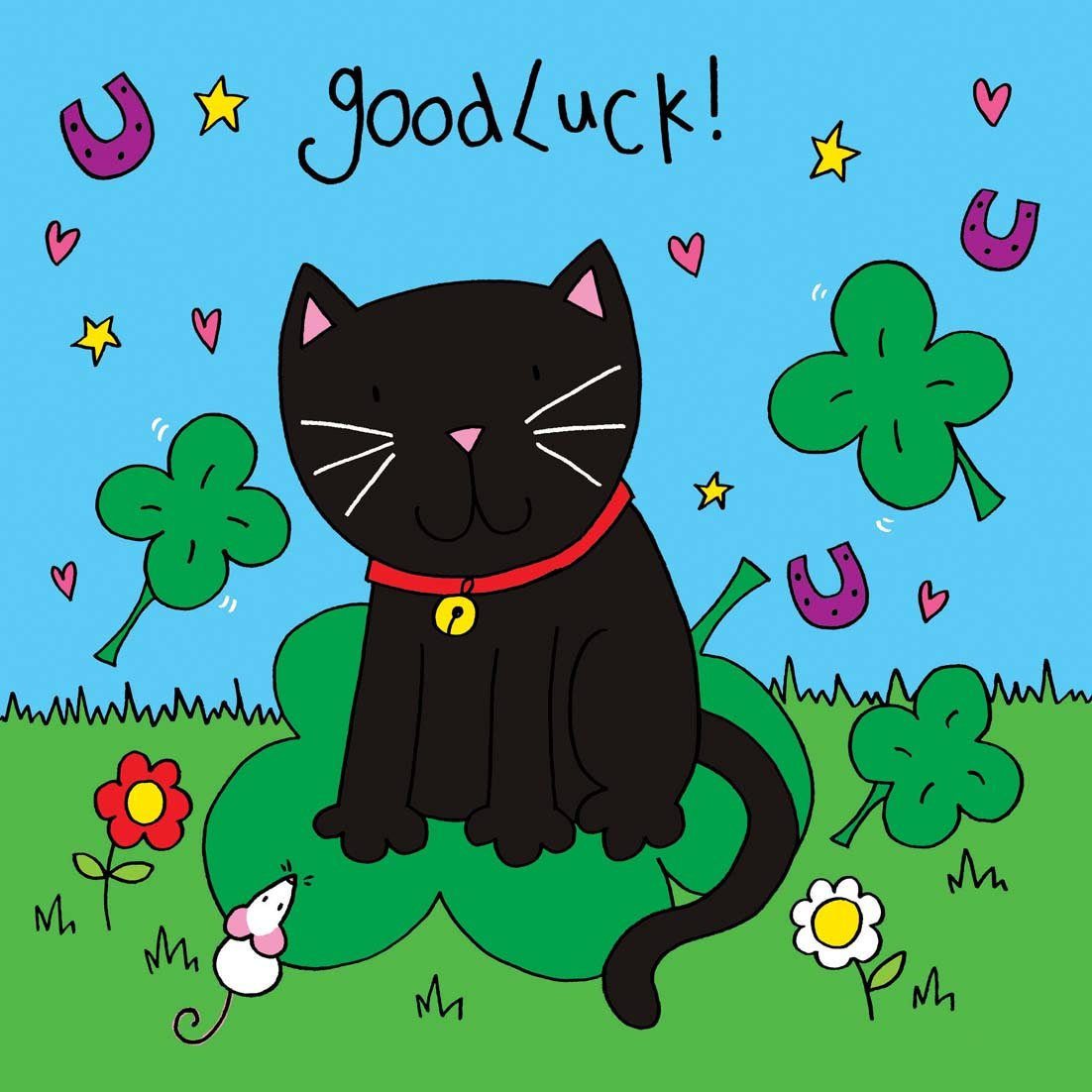 Twizler Good Luck Card with Black Cat – Crystal Finish : Amazon.co.uk ...