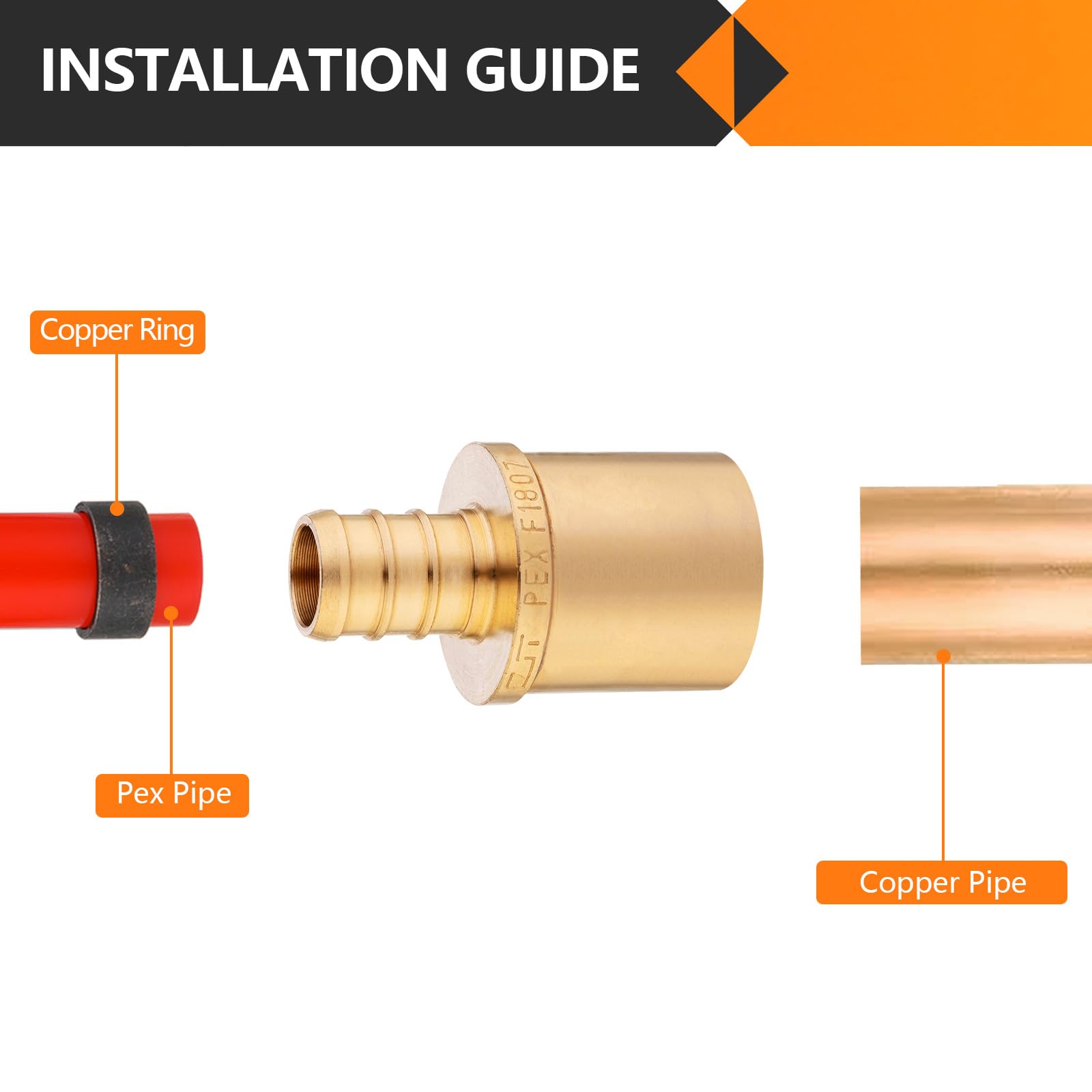 Snapklik.com : 10-Pack HeSun PEX Fittings, 1/2" PEX X 3/4" Male Sweat ...
