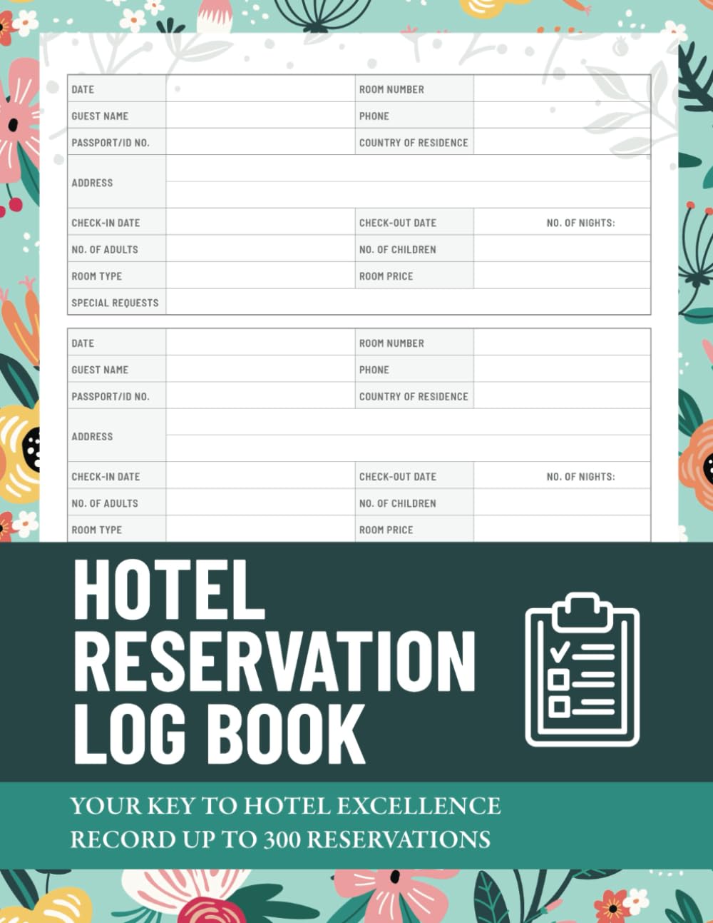 Hotel Reservation Log book: Lodging Guest Book, Front Desk Booking ...