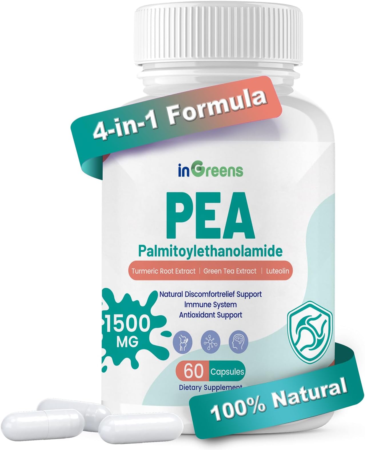 Amazon.com: Palmitoylethanolamide Pea Supplement 600 mg | Micronized Pea 99% Highly Purified and ...