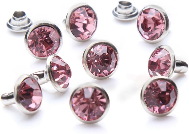 Amazon.com: 100 Sets Cz Colorful Crystal Rivets Silver Color Spots ...