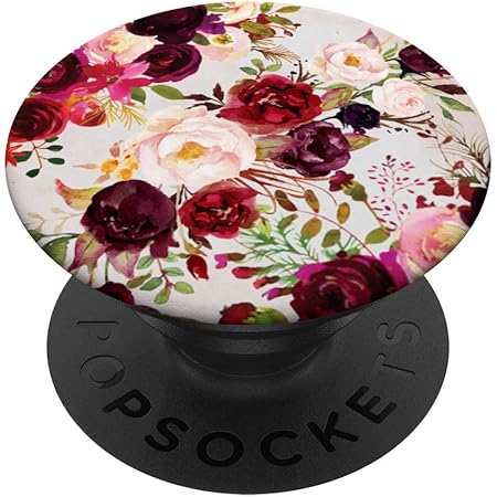 Amazon.com: Pop Socket Floral Print White Pink Purple On Midnight Blue ...