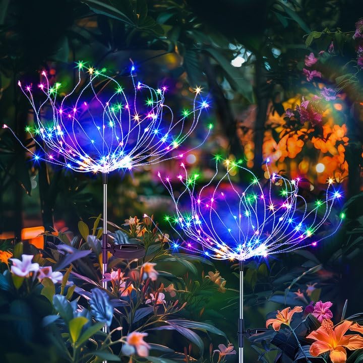 Idefair Solar Garden Lights Tree Outdoor Multi-Color Changing LED Stake ...