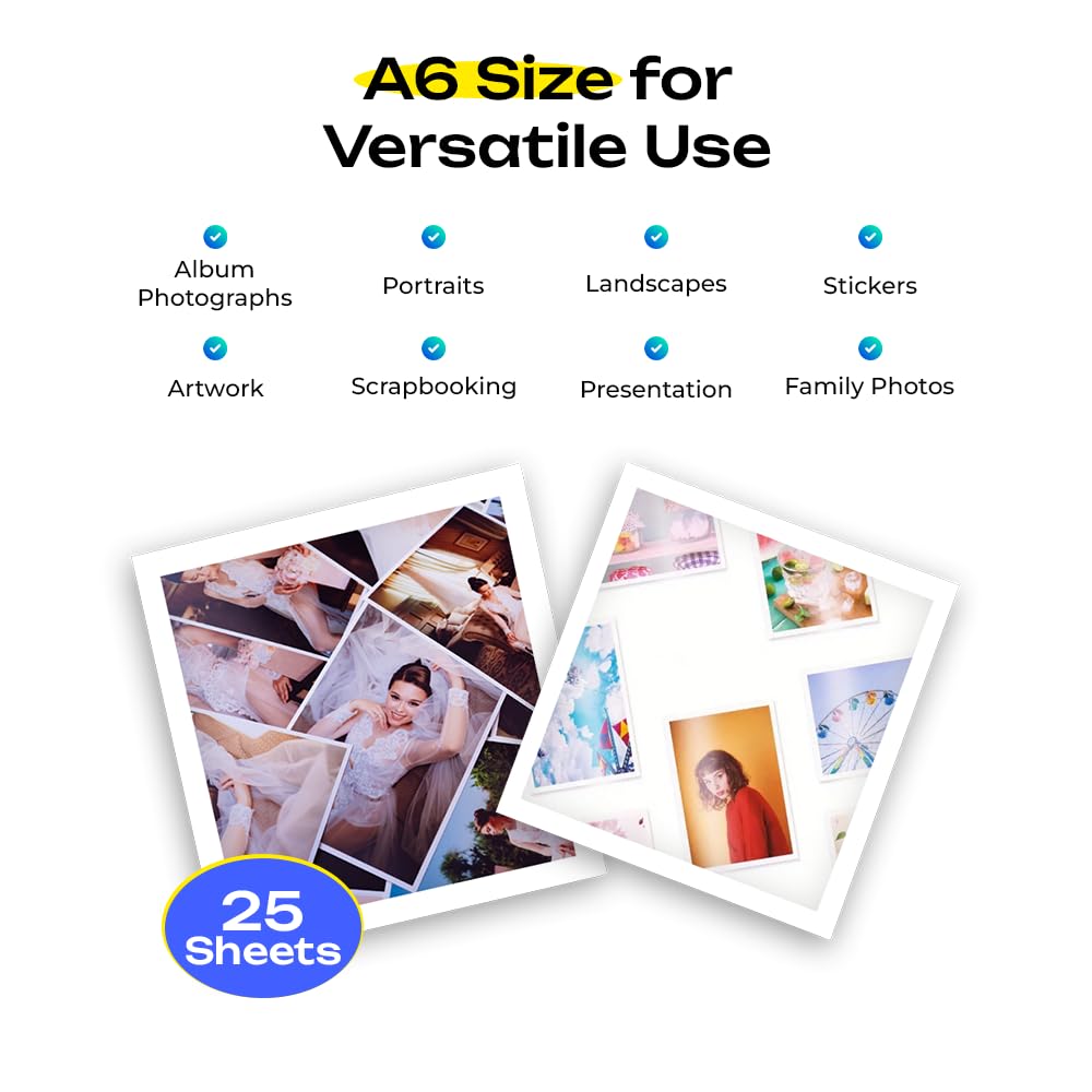 Zopper Photo Paper Gloss A6 (6X4) Size 25 Sheets Quality 210 GSM ...