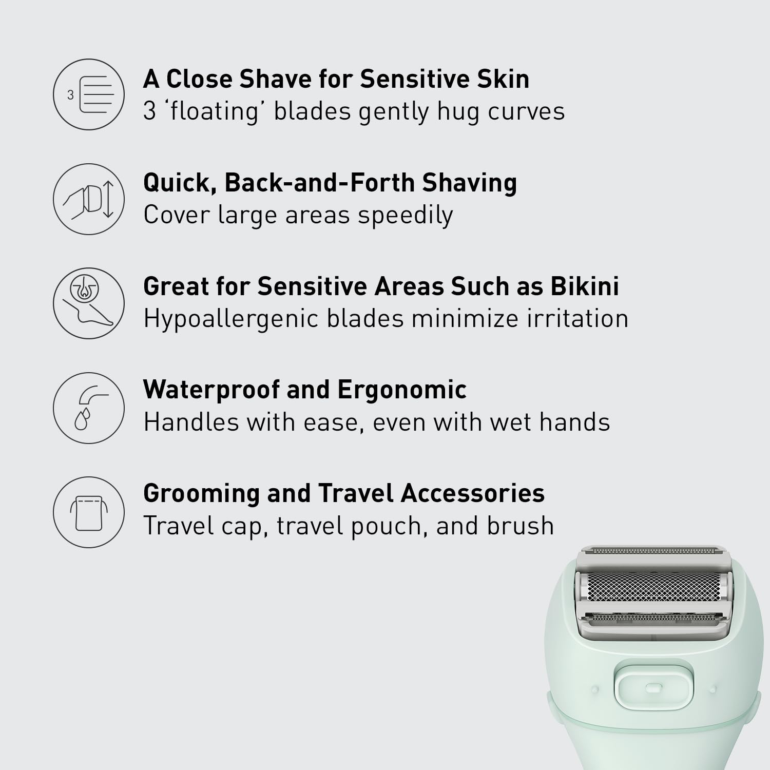 Snapklik.com : Panasonic Electric Razor For Women, Cordless 3-Blade Shaver