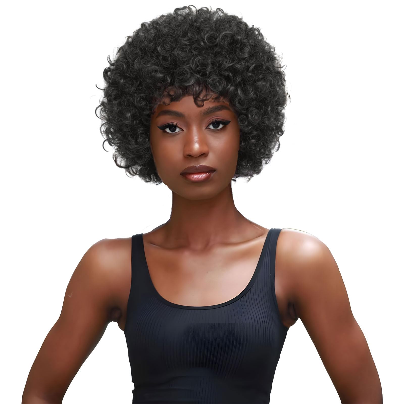 Amazon.com : LUXLUSH Afro Wig Human Hair Wear and Go Glueless 70s 80s ...