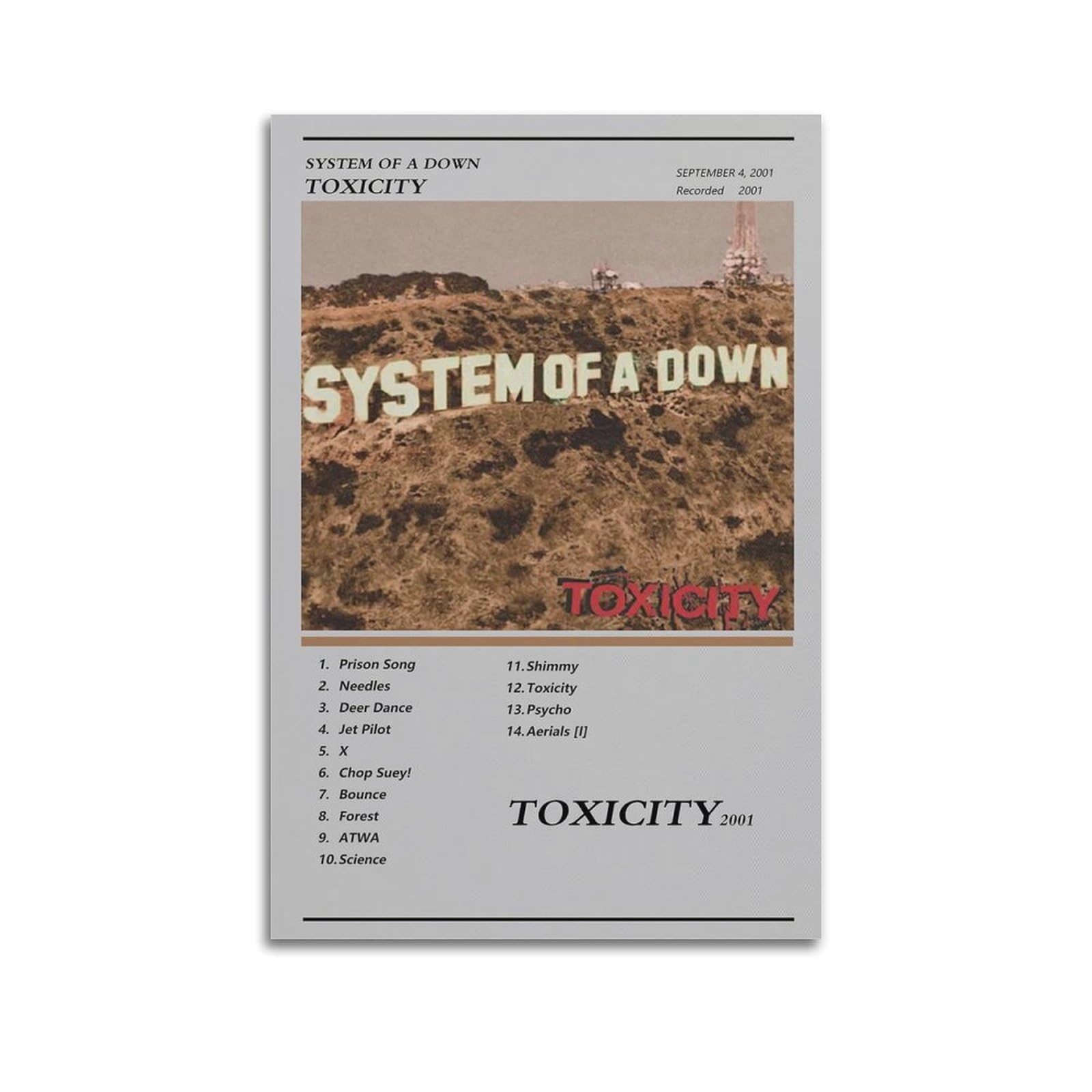 Amazon.com: S.O.A.D Toxicity The Album Cover System of A Down Poster ...