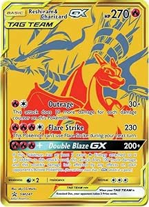 Pokemon - Reshiram & Charizard GX - SM247 - Full Art - Gold Promo Card ...