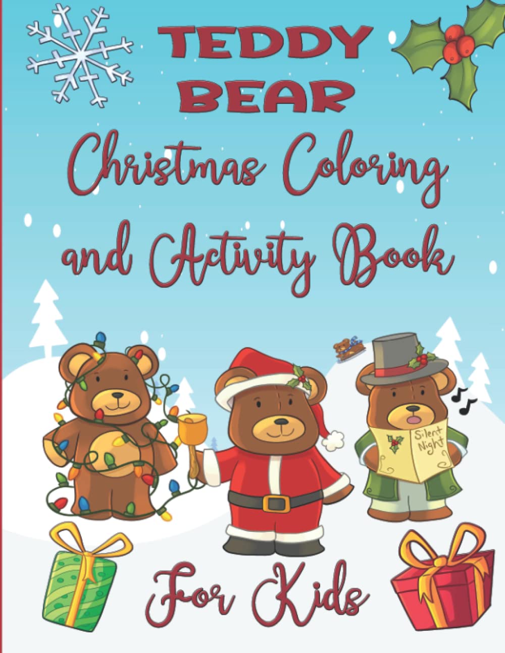 Teddy Bears Christmas Coloring Page