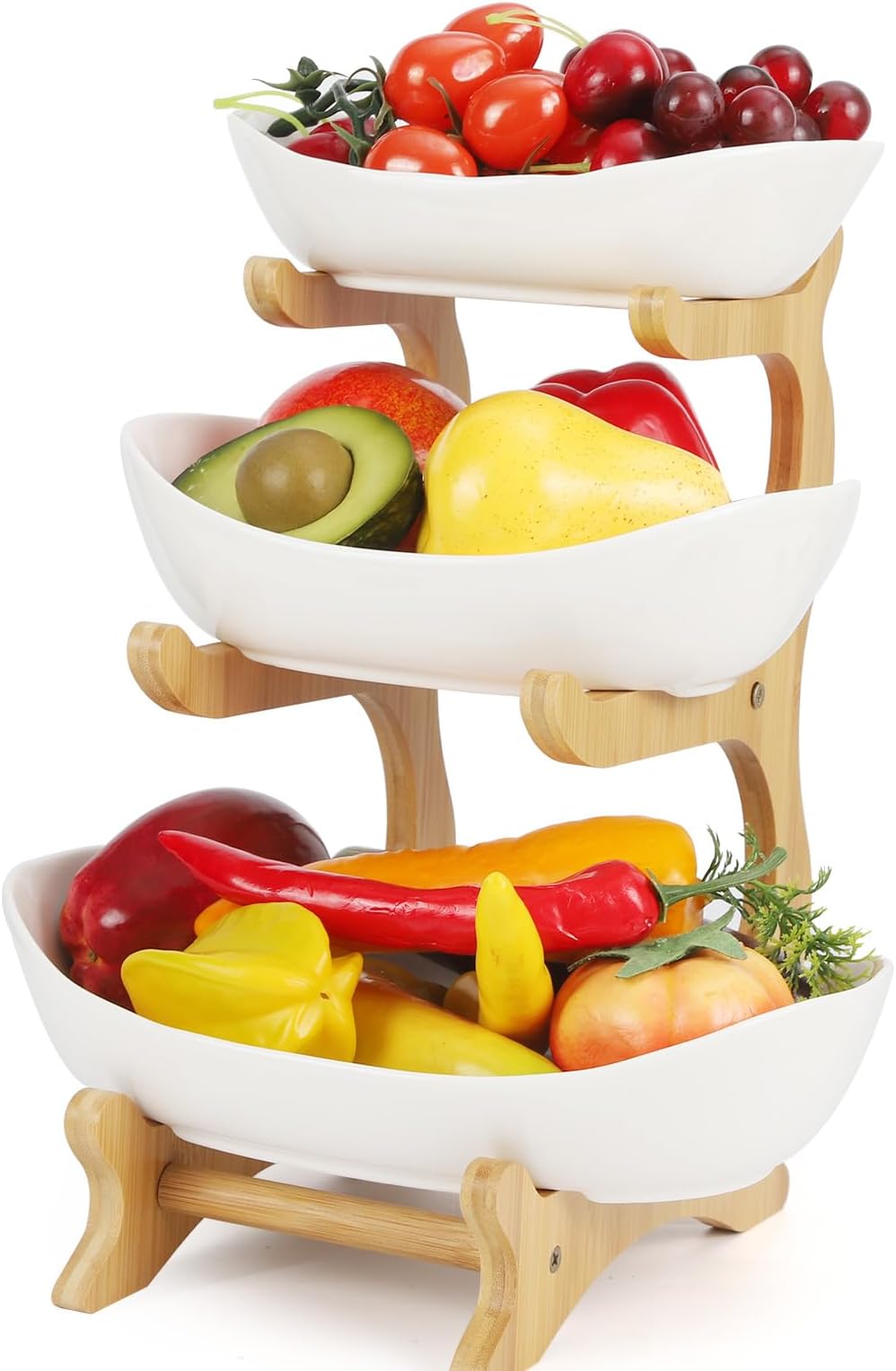 Dreamhigh® Keramik Obst Etagere mit 3 Etagen, Platzsparendes Obstkorb ...