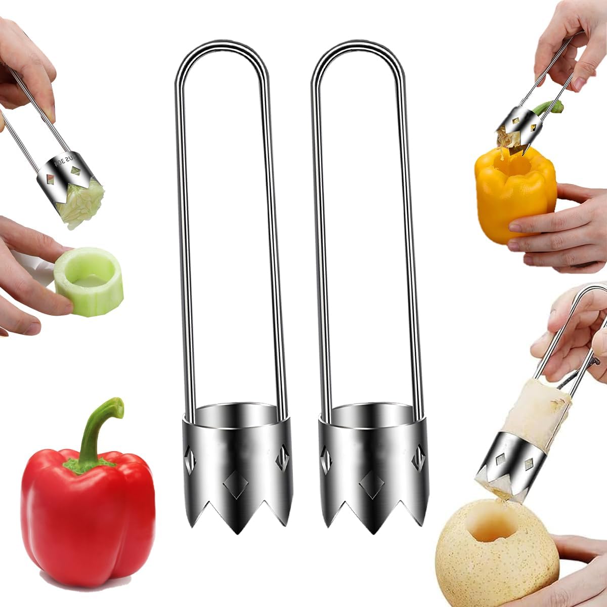 Amazon.com: Maxqzin 2Pcs Red Bell Pepper Seed Corer Fruit Corer Tool ...