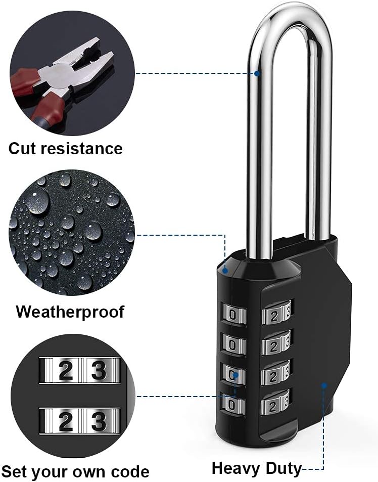 4 Digit Combination Padlocks, Locker Padlocks for School, Gym Lockers ...