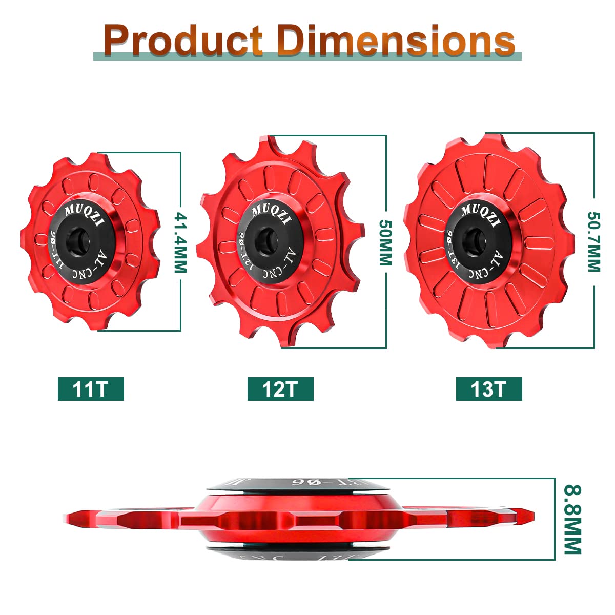 Snapklik.com : Bike Rear Derailleur Pulley, 11T+11T MTB Bicycle Ceramic ...