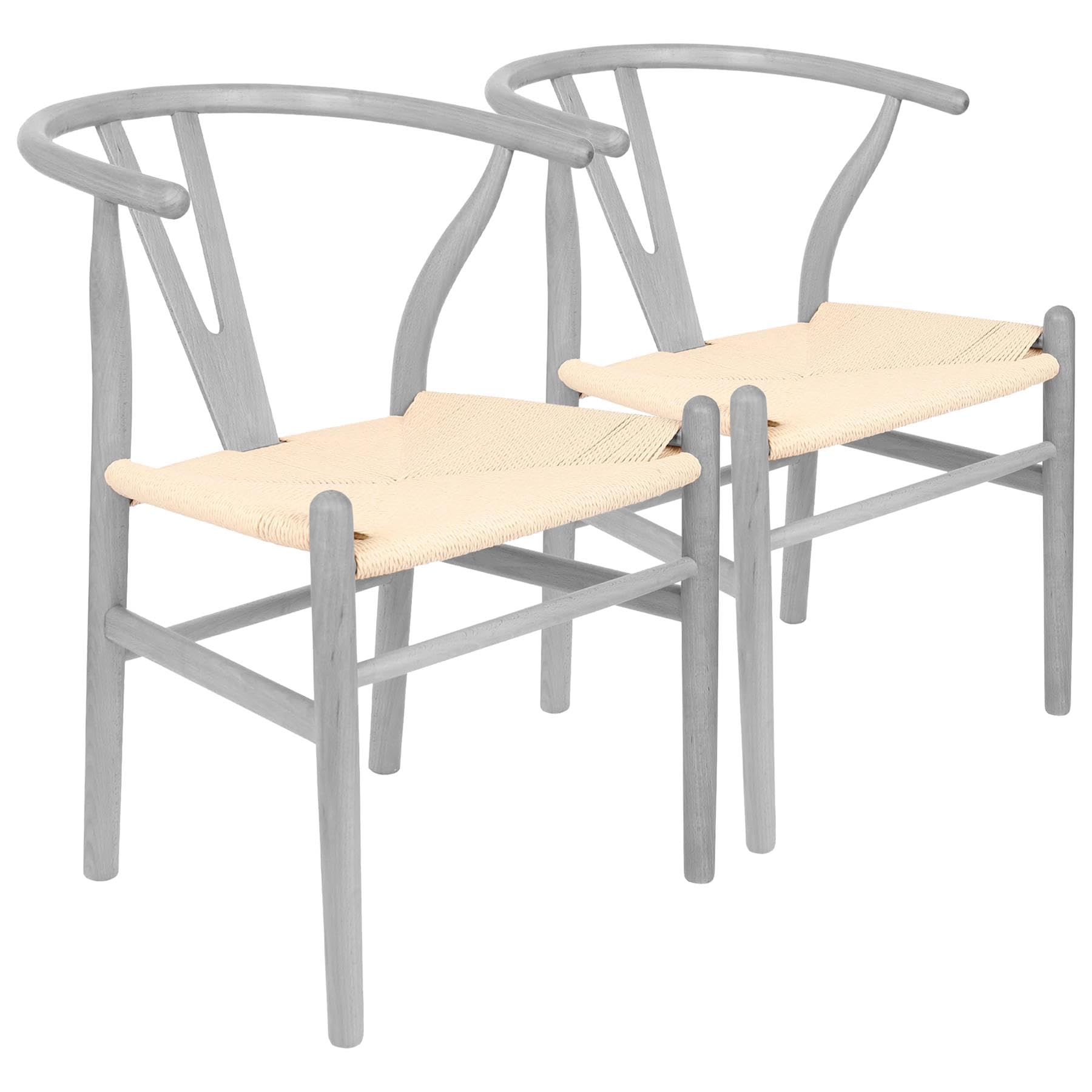 Nicholas Winter Wishbone Dining Chairs - Grey/Natural - Set of 2 ...