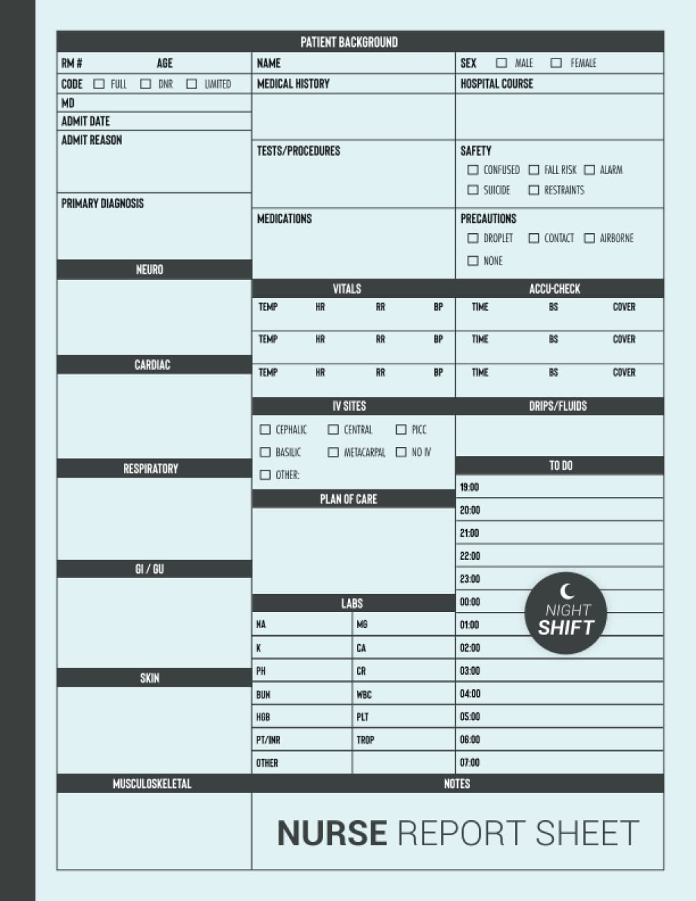 Nurse Report Sheet Notebook: Get Through Your Night Shift with Ease ...