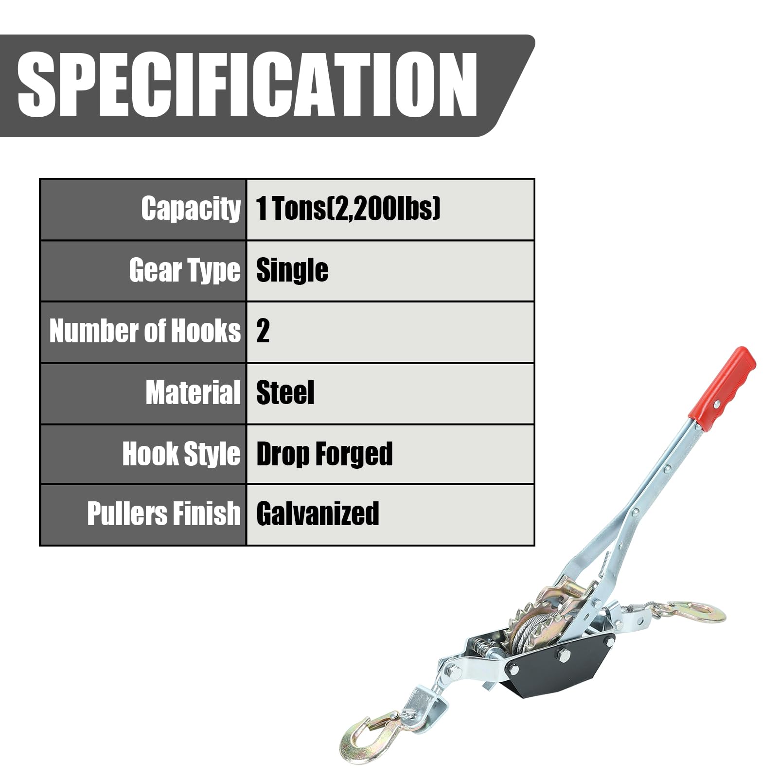 Snapklik.com : Aikosin Power Puller - 1 Ton Capacity Winch, Heavy Duty ...