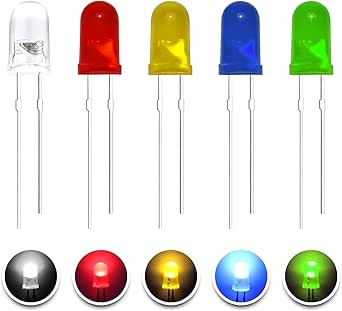 DSSRQI 100pcs Super Bright 5MM LED Diode Lights Assortment 5 Colors x ...