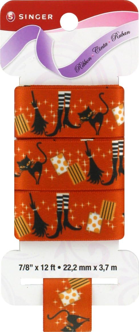 Amazon.com: SINGER Satin Ribbon, 7/8-Inch by 12-Feet, Bewitched Print ...