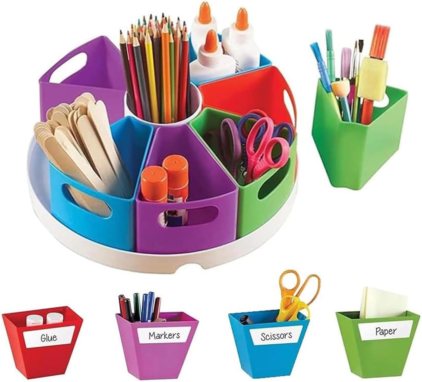 AMERTEER Arts and Crafts Rotating Modern Desk Organizer, 8-Grids ...